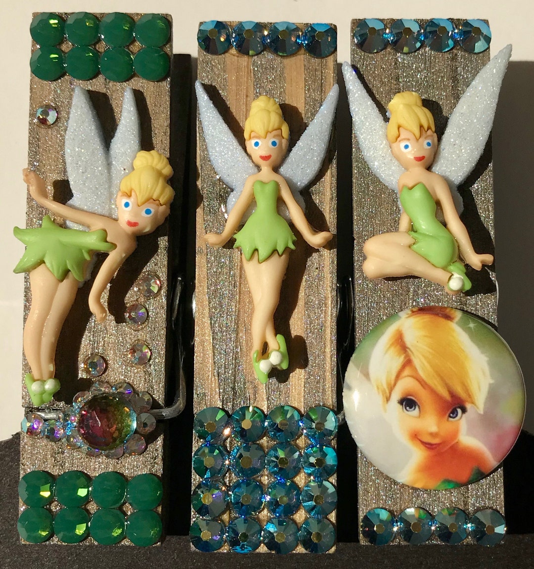 Set of 3 Multi-purpose TINKERBELL Magnetic Clips With Swarovski ...