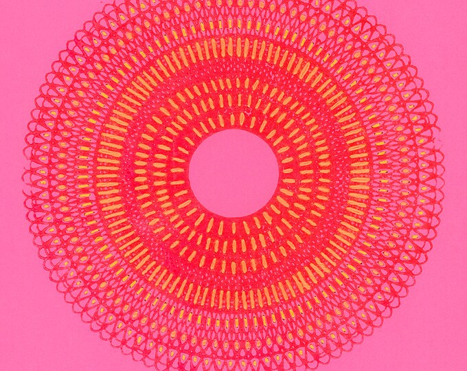 SPIROGRAPH Screen Print HAND EMBROIDERED on Paper - Etsy