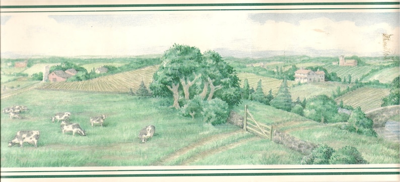 Vintage Wallpaper Border - Rural Scenic - Etsy
