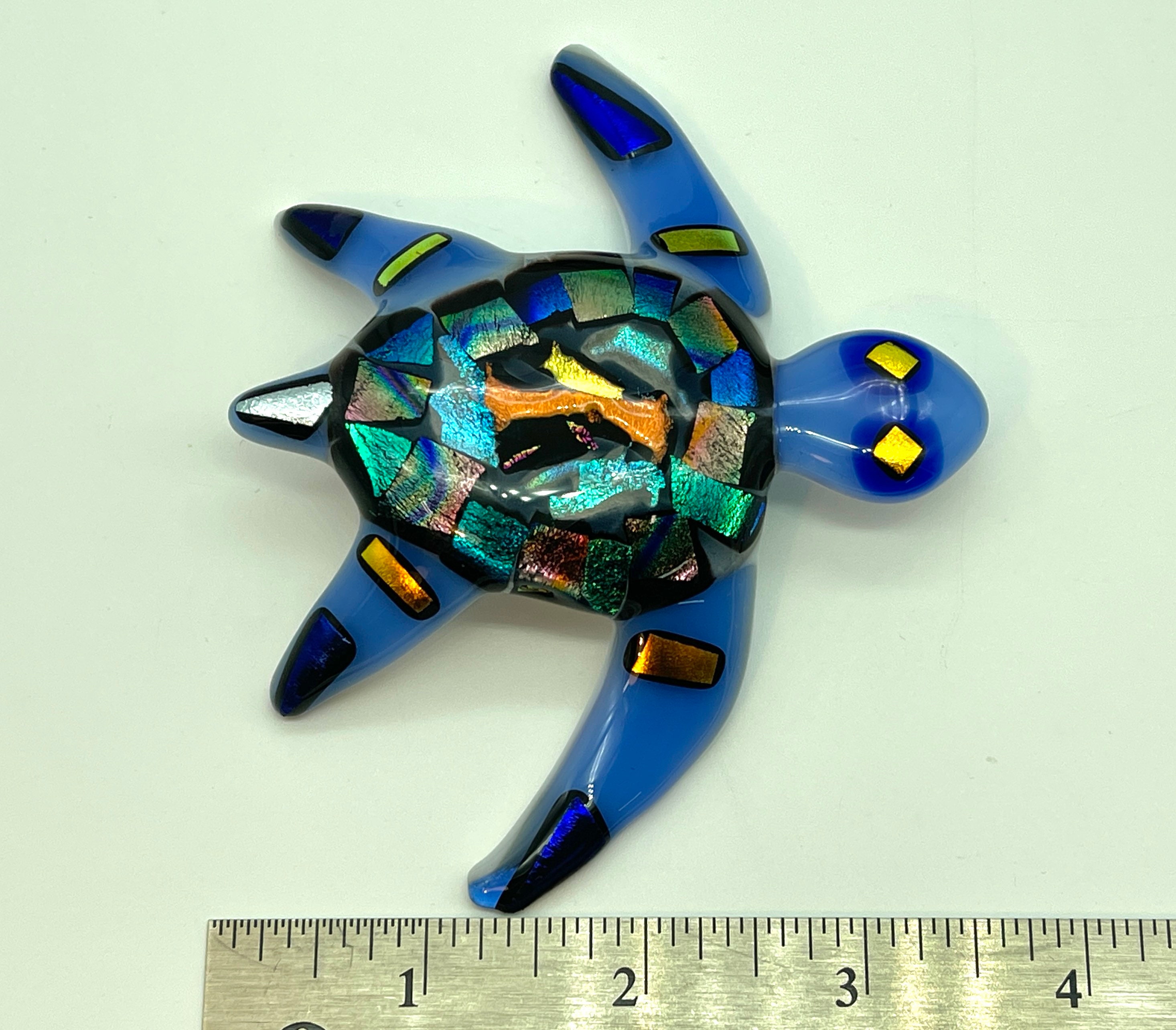 Glass Turtle, Blue Colorful Fused Glass Turtle, Handmade Glass Turtle ...