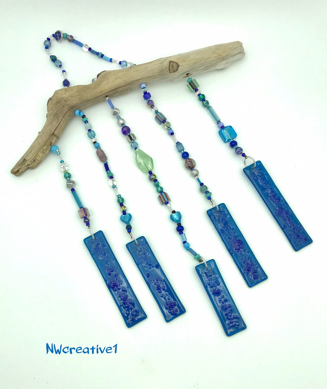 Driftwood Glass Chime Beaded Fuse Handmade Glass Beaded Wind - Etsy