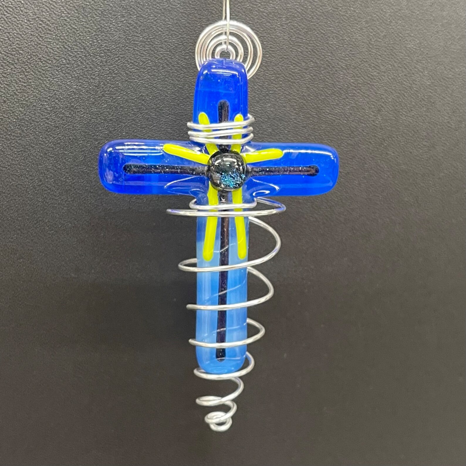 Fused Glass Cross Hanging Art Glass Cross Rearview Mirror - Etsy