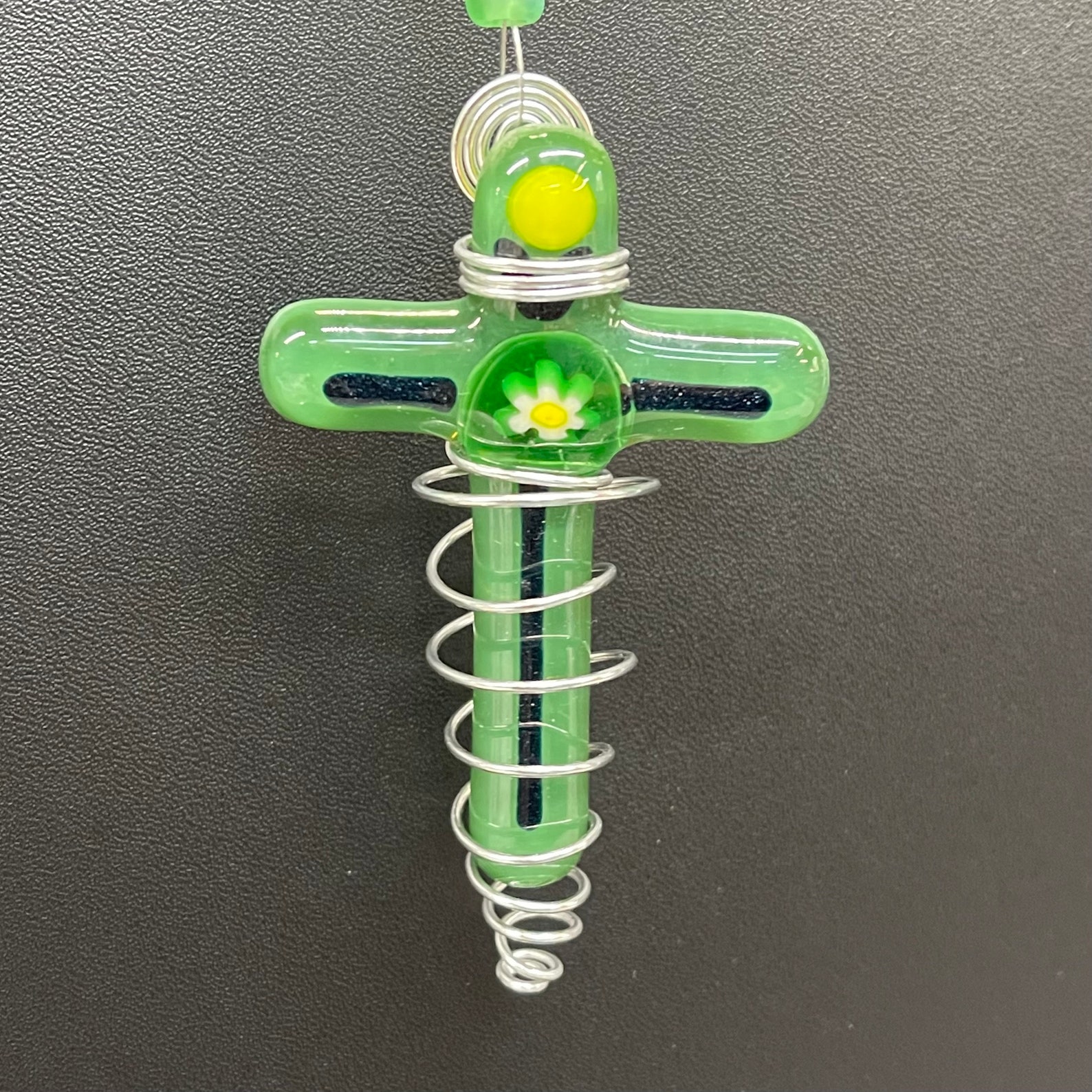 Fused Glass Cross Hanging Art Glass Cross Rearview Mirror - Etsy