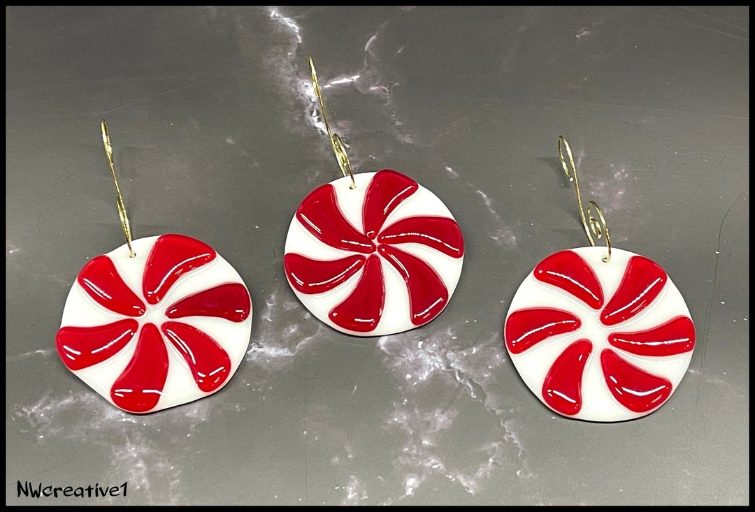 Peppermint Candy Glass Ornament Fused Glass Peppermint - Etsy