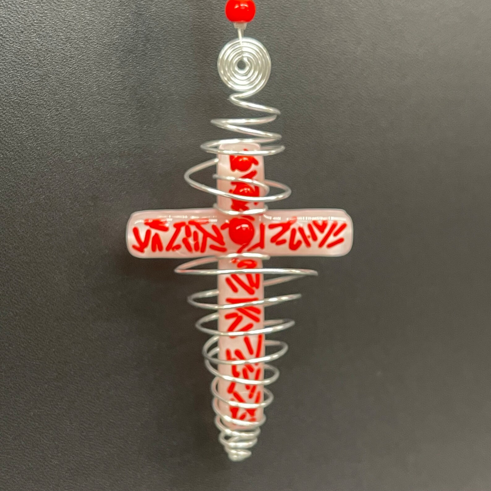 Fused Glass Cross Hanging Art Glass Cross Rearview Mirror - Etsy