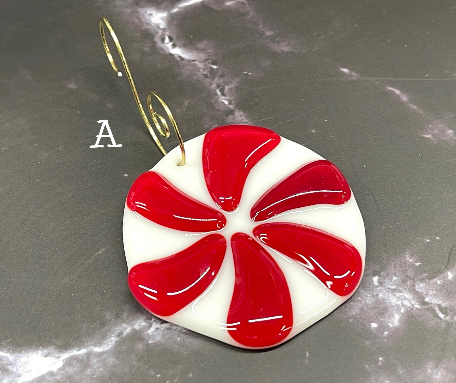 Peppermint Candy Glass Ornament Fused Glass Peppermint - Etsy