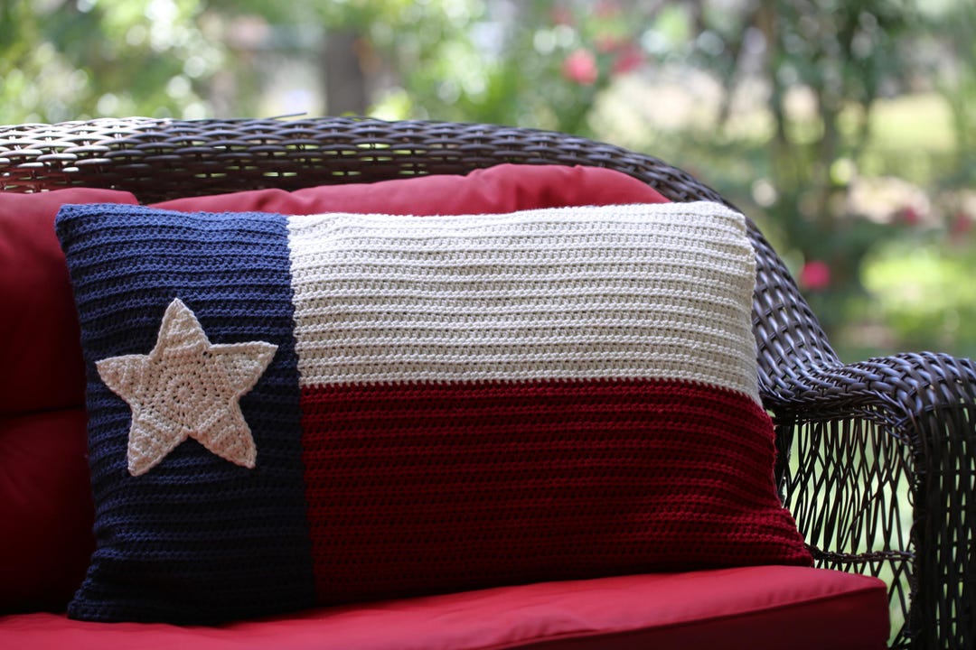 Texas Pillow Crochet Pattern: Flag Pillowcase & Coaster (PDF Download ...