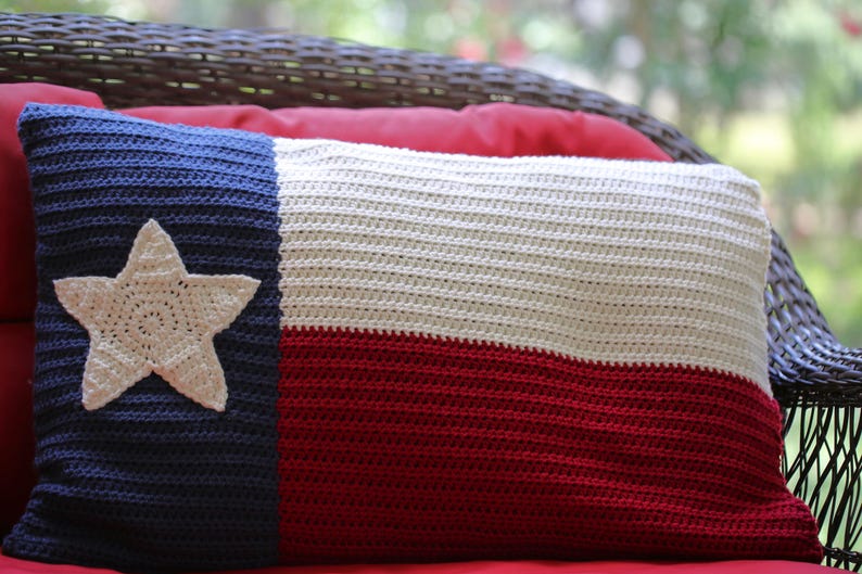 Texas Pillow Crochet Pattern: Flag Pillowcase & Coaster (PDF Download ...