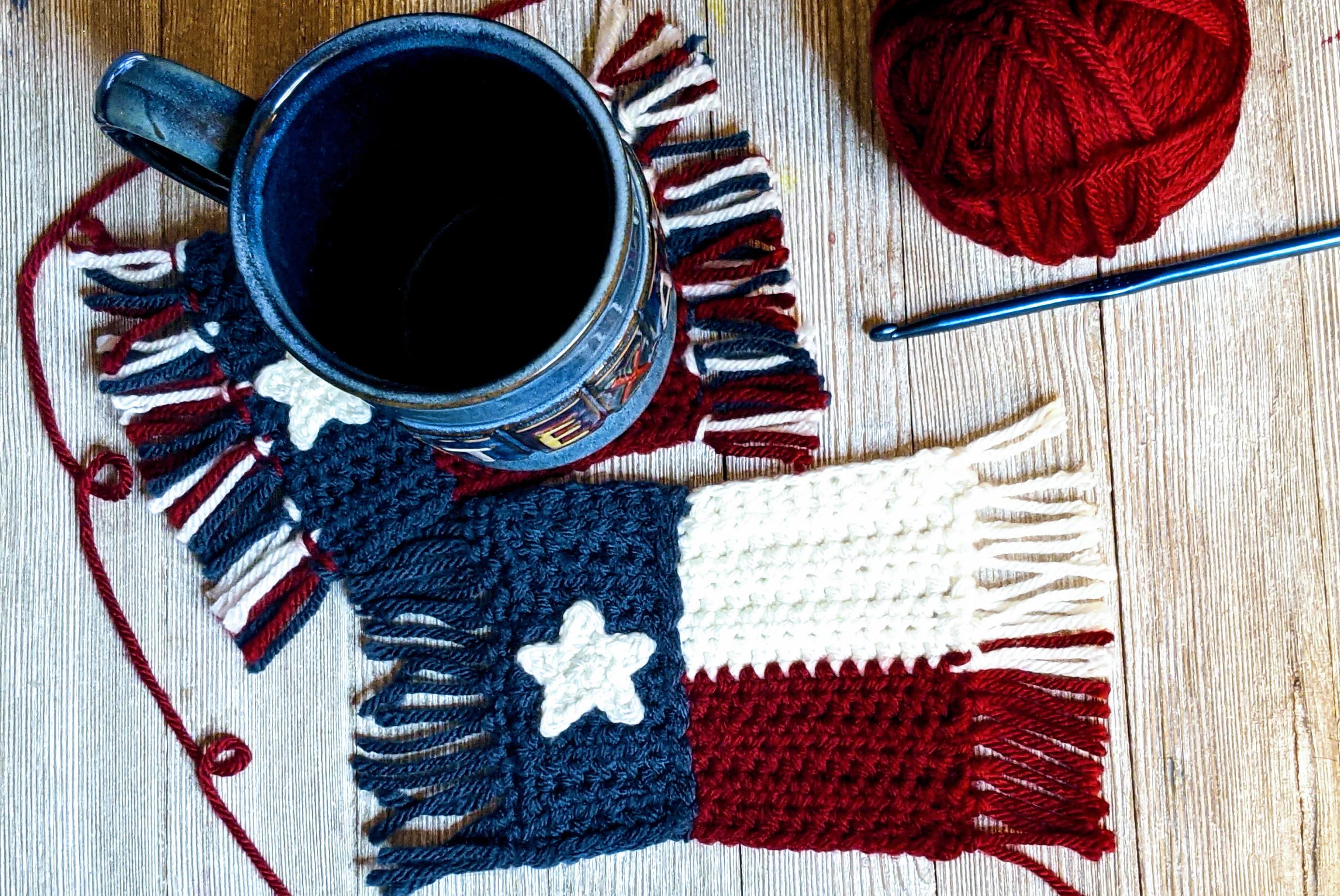 Texas Pillow Crochet Pattern: Flag Pillowcase & Coaster (PDF Download ...