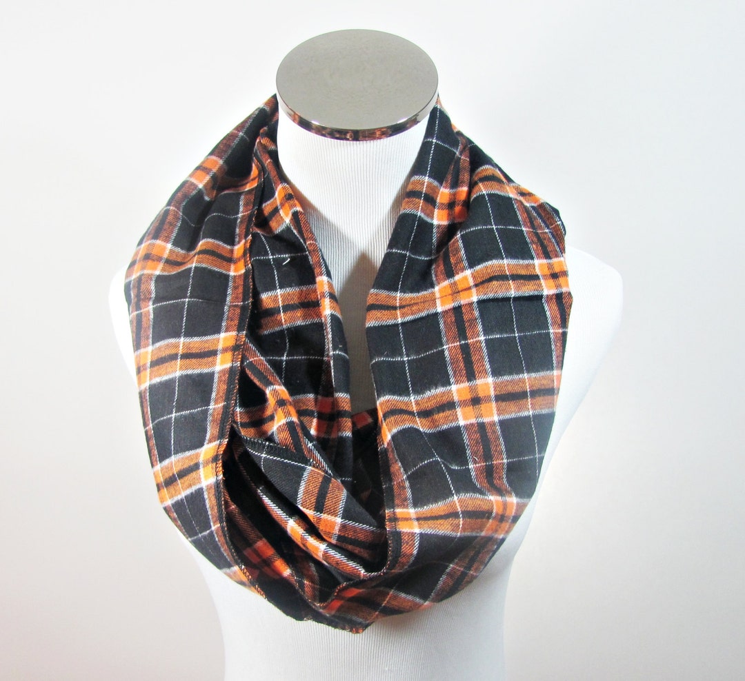SCARF Sale.orange & Black Plaid Scarf. Orange Plaid Infinity Scarf ...