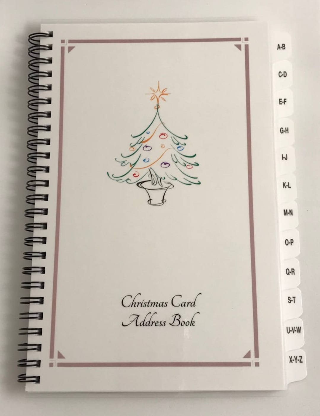 Christmas Card Address Book With TABS A-Z 8 Yrs Personalized Gift White ...