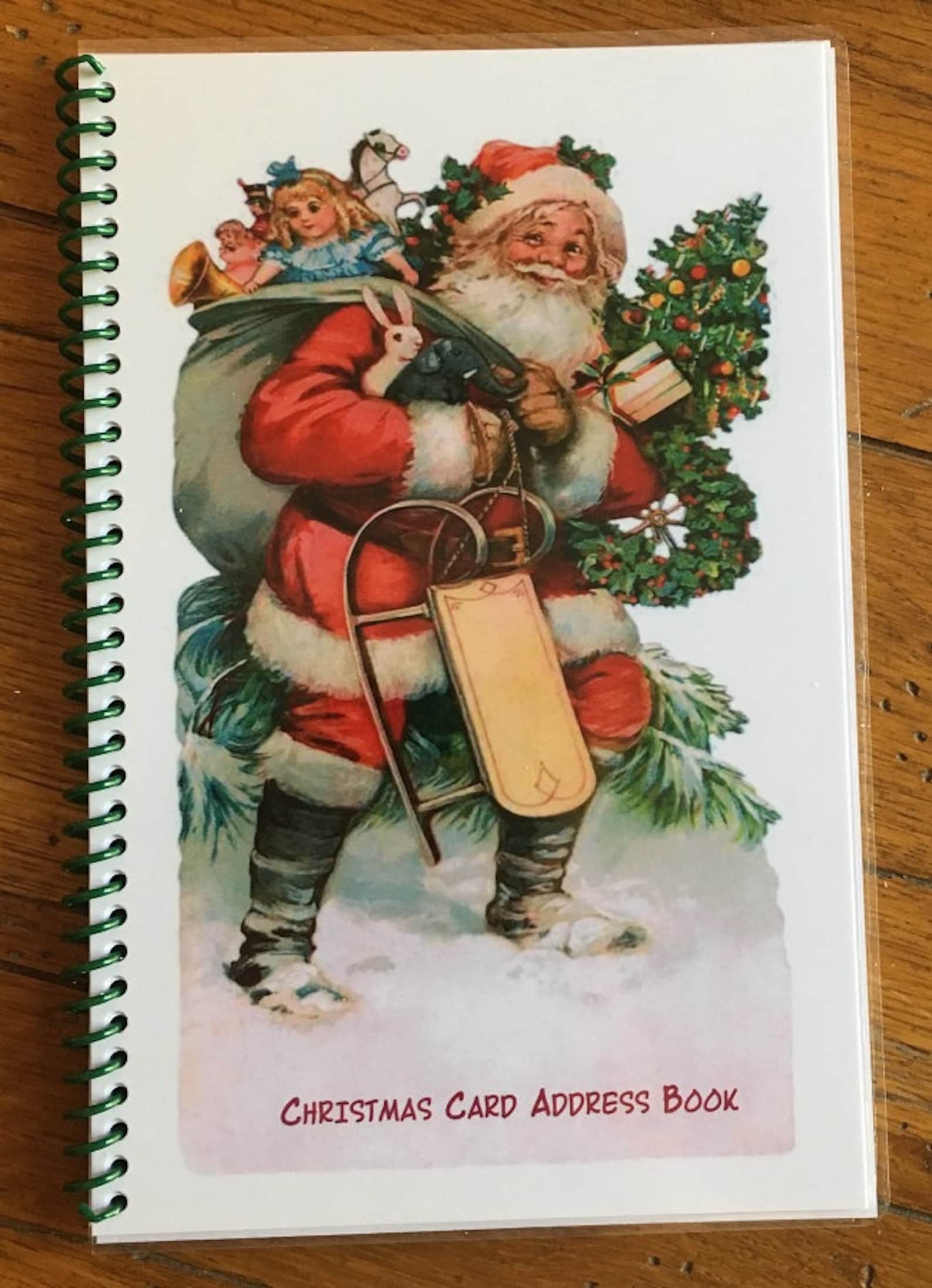 Christmas Card Address Book 8 Yrs Personalized Gift Santa Cover Design ...