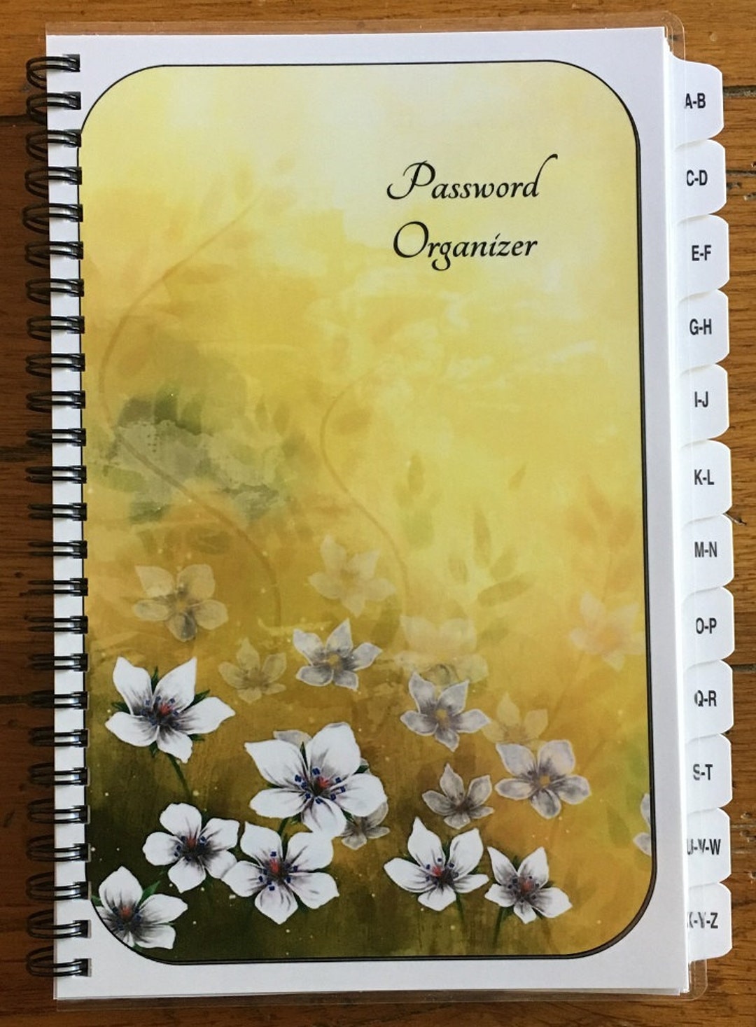 Large Print PASSWORD Book Website Address Book With A-Z Tabs Flowers ...