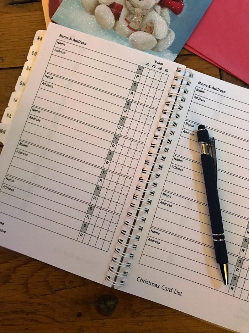 Christmas Card Address Book With TABS A-Z 8 Yrs Personalized - Etsy