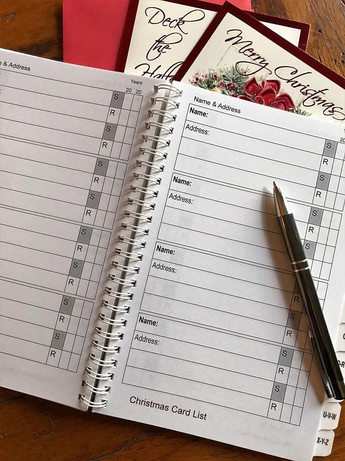 LARGE PRINT Christmas Card Address Book With A-Z Tabs Poinsettia ...