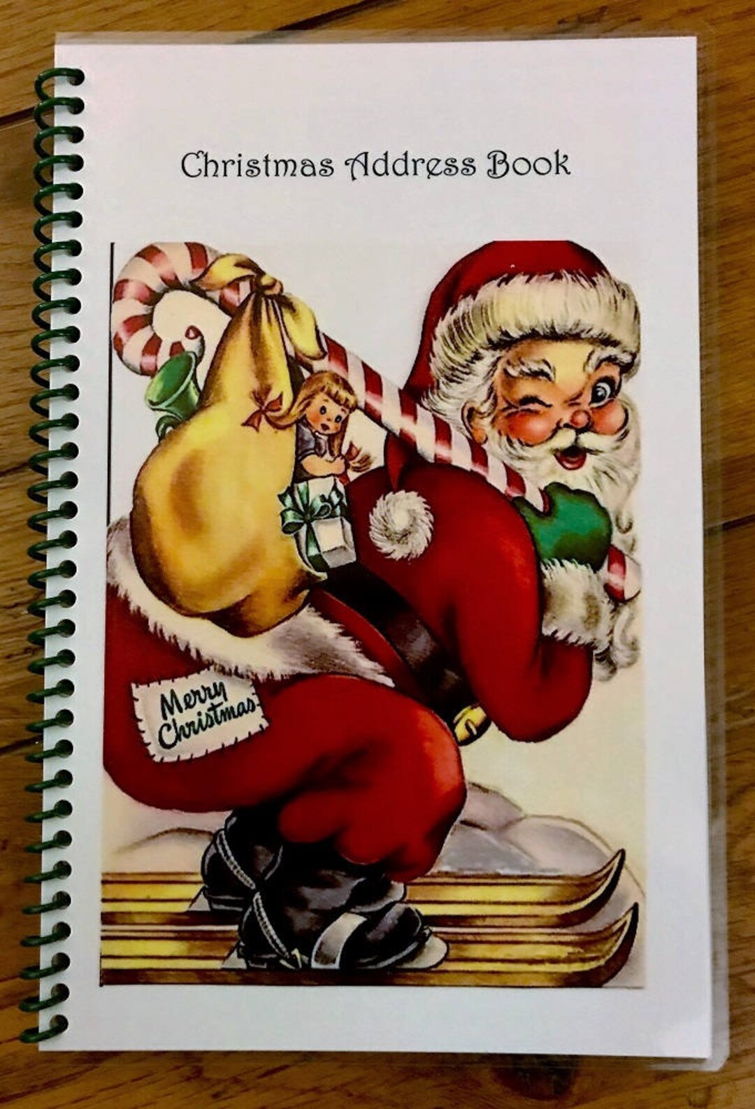 Christmas Card Address Book 8yrs Personalized Gift Santa Vintage Cover ...