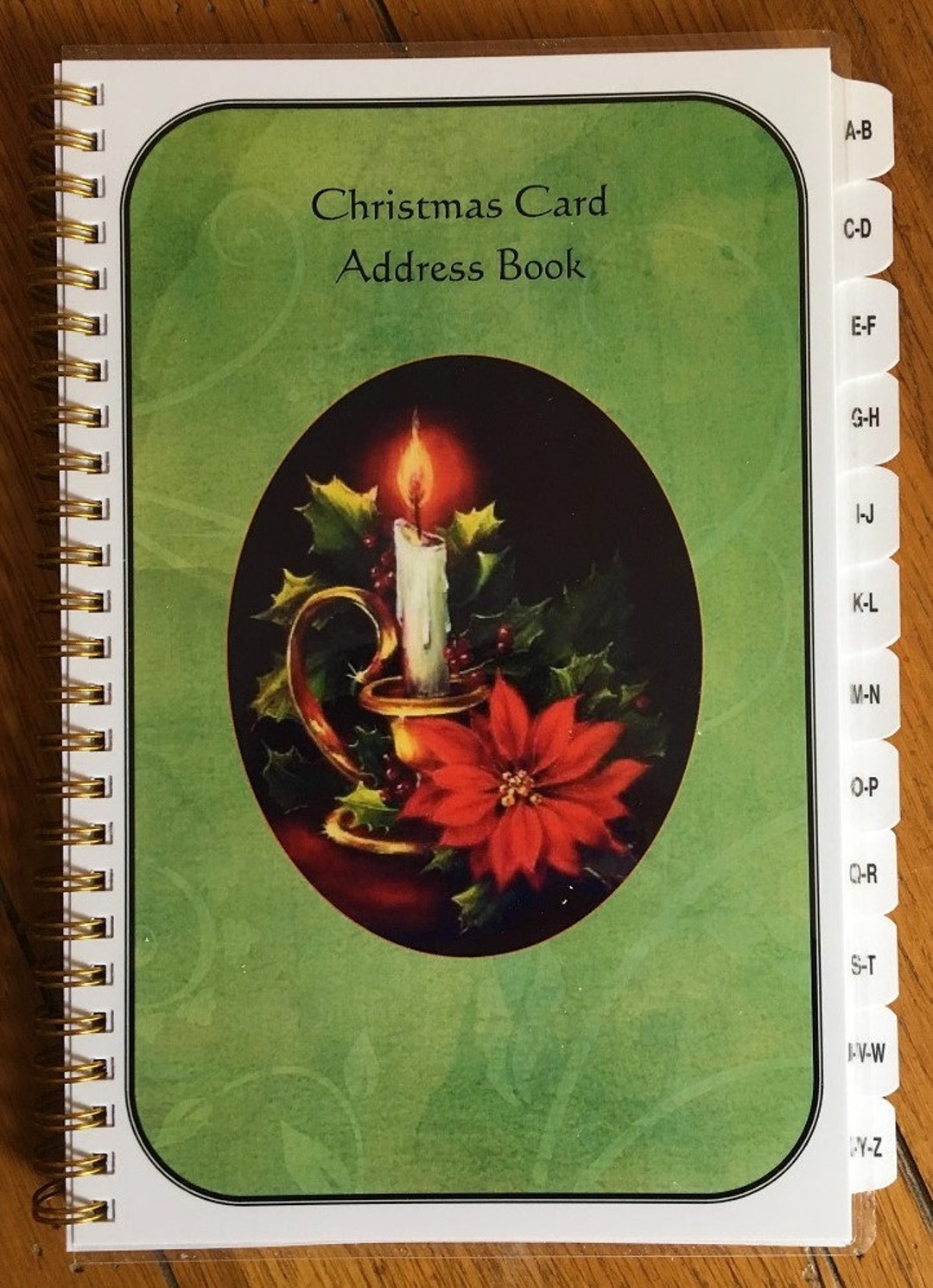 LARGE PRINT Christmas Card Address Book With A-Z Tabs Candle ...