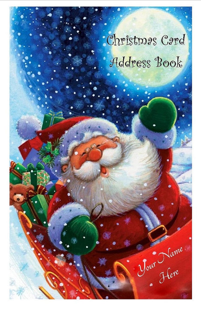 Christmas Card Address Book With A-Z Tabs Santa Personalized | Etsy