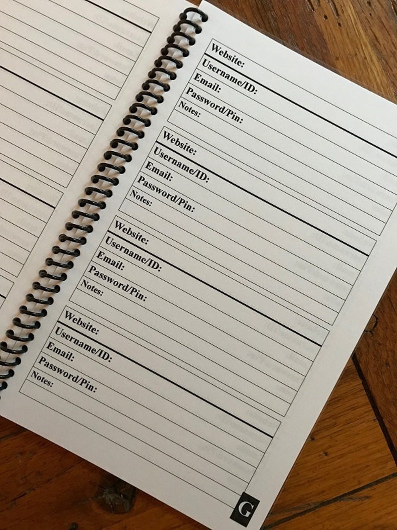 PASSWORD Book Internet Journal Website Organizer Personalized - Etsy