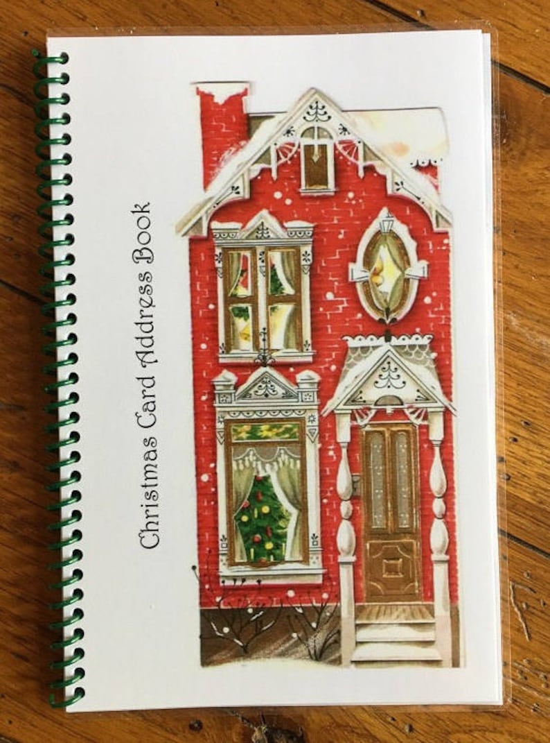 Christmas Card Address Book 8 Yrs Personalized Gift Red House Cover ...