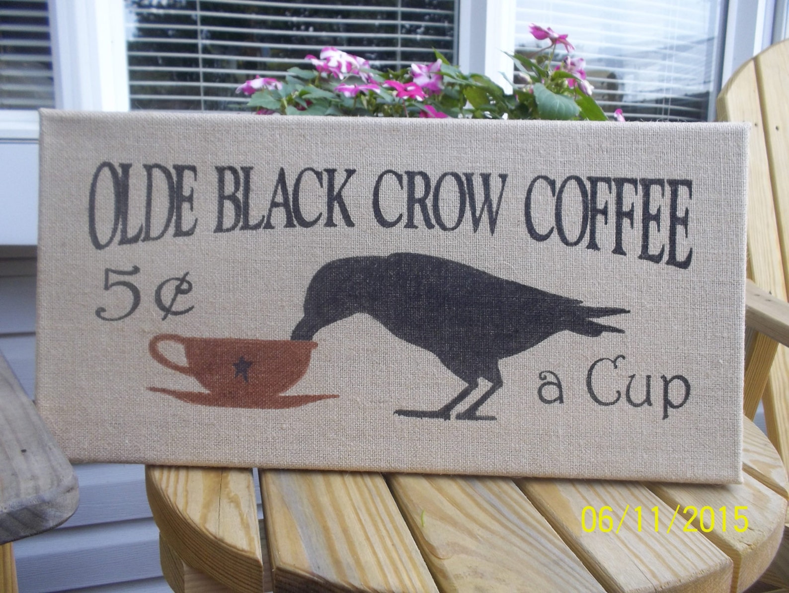 Old Black Crow Coffee Primitive Burlap Canvas Sign - Etsy