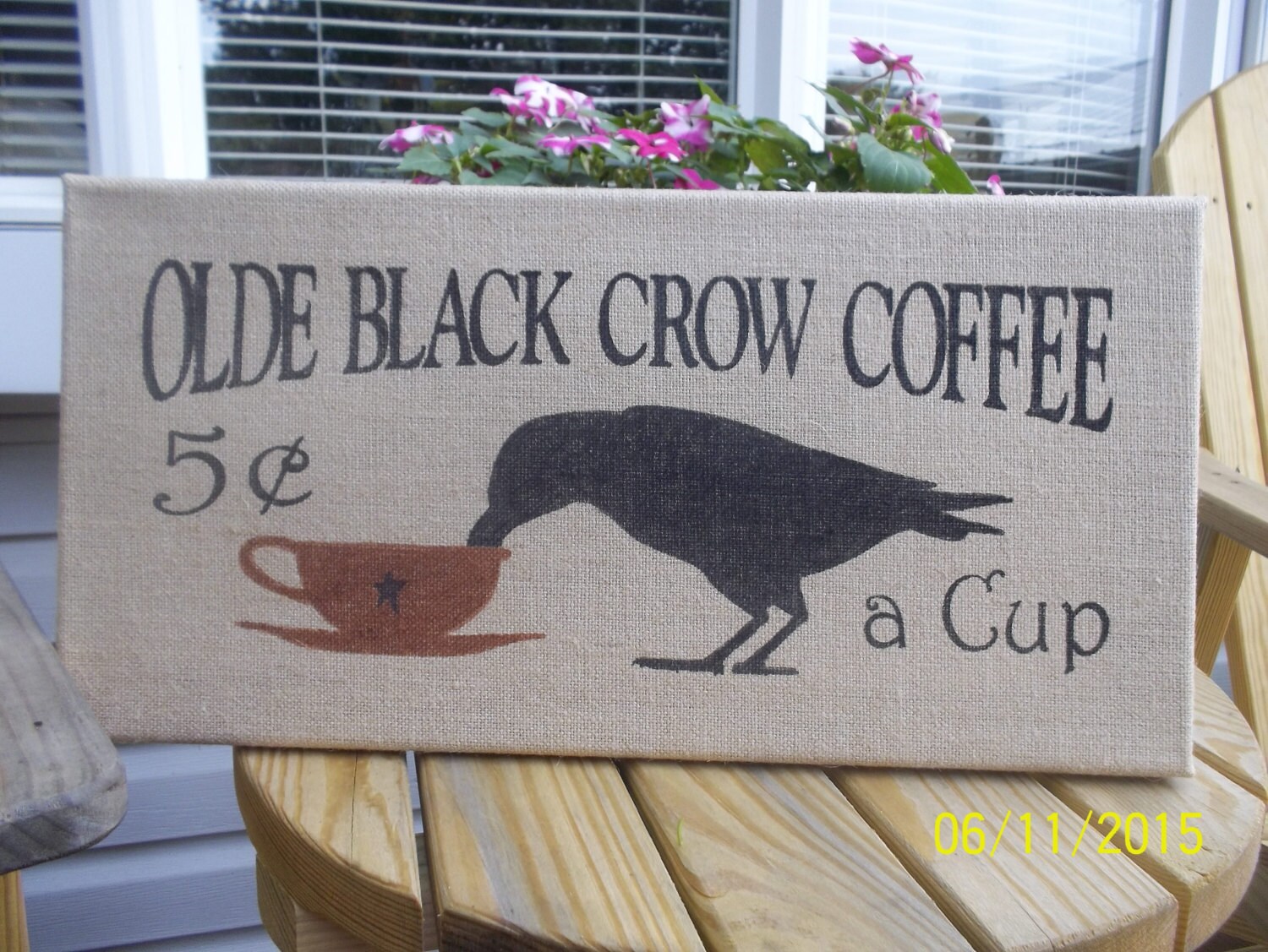 Old Black Crow Coffee Primitive Burlap Canvas Sign - Etsy