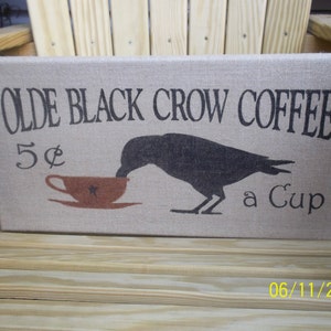 Old Black Crow Coffee Primitive Burlap Canvas Sign - Etsy