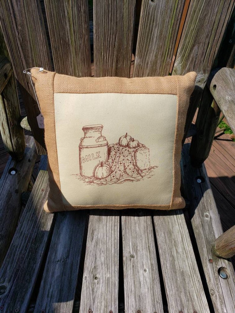 Primitive Handmade Stencil Pillow. Real Nice Fall Pillow. Milk Can ...