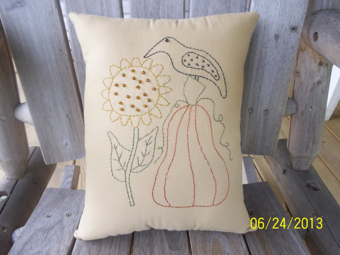 Autumn Fest Handstitched and Handmade Rustic Primitive Pillowthis ...