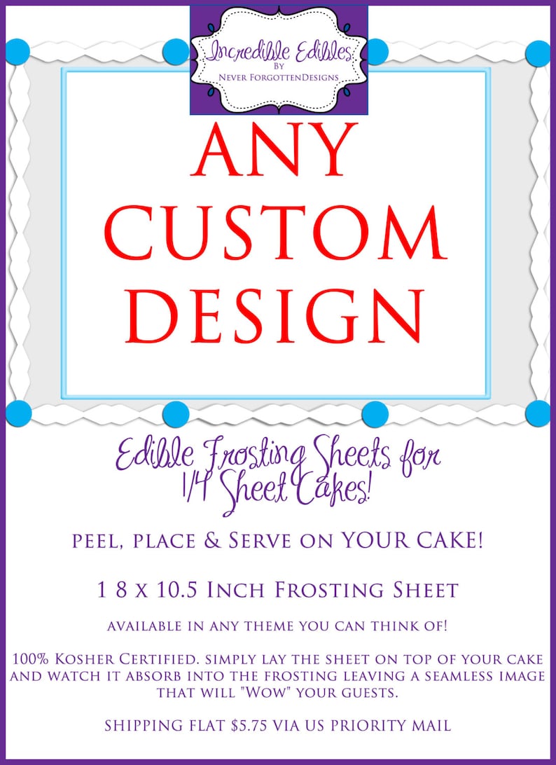 Edible Custom Cake Topper Images on Frosting Sheets on 8x10 for Cakes ...