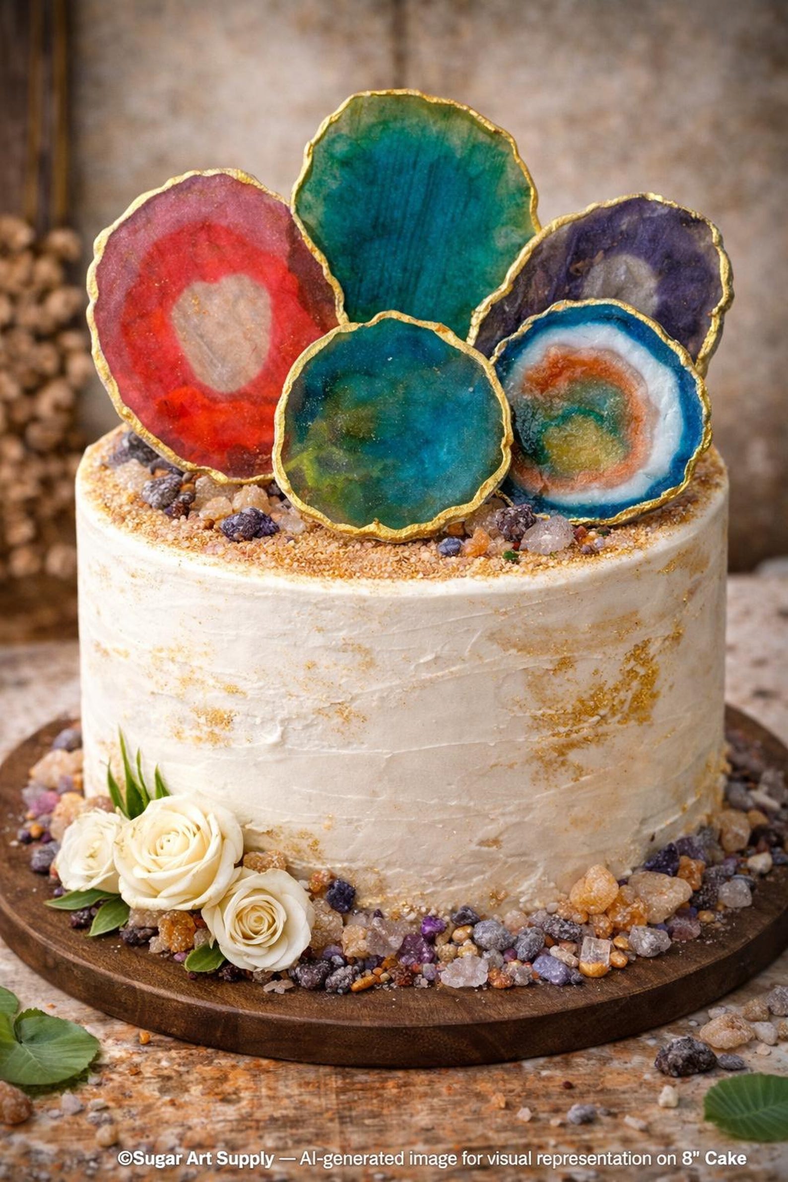 Edible Hard Candy Geode Agate Slice Crystals Polished Rock Geodes ...