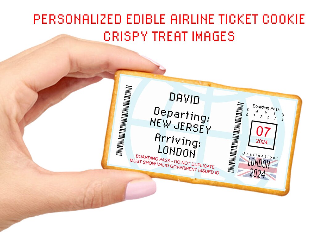 Edible Image Personalized Airline Plane Tickets for Travel Vacation ...