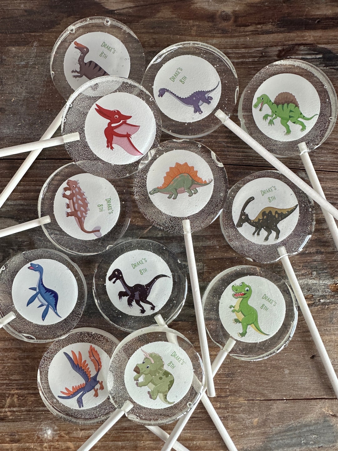 Dinosaur Variety Custom Personalized Hard Candy Lollipops Suckers With ...