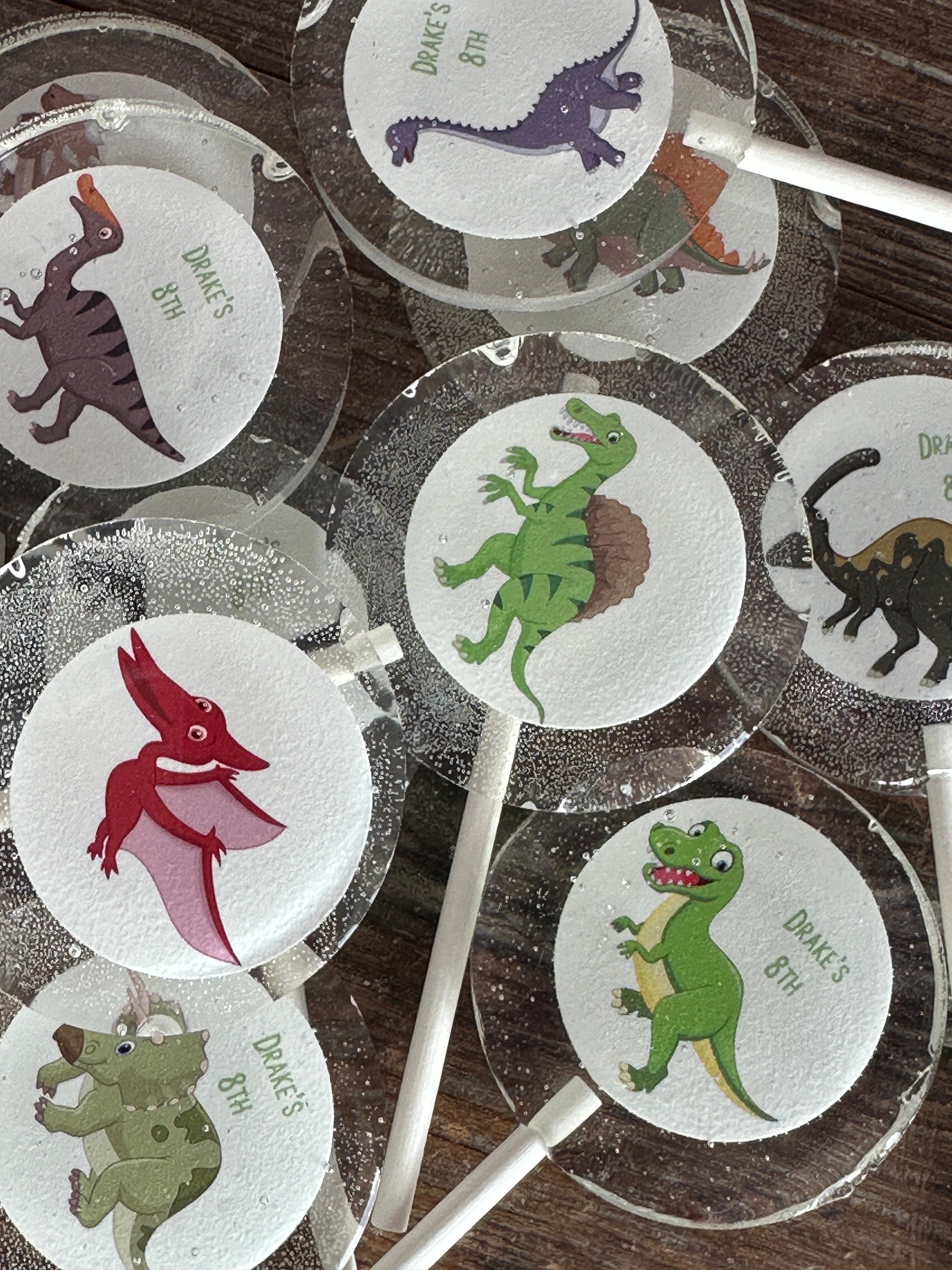 Dinosaur Variety Custom Personalized Hard Candy Lollipops Suckers With ...