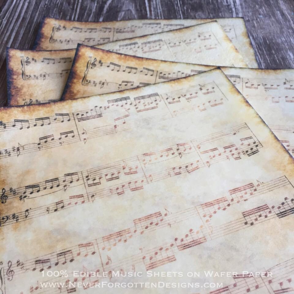 Vintage Aged Edible Music Sheet Images Scales Notes Printed on Wafer ...