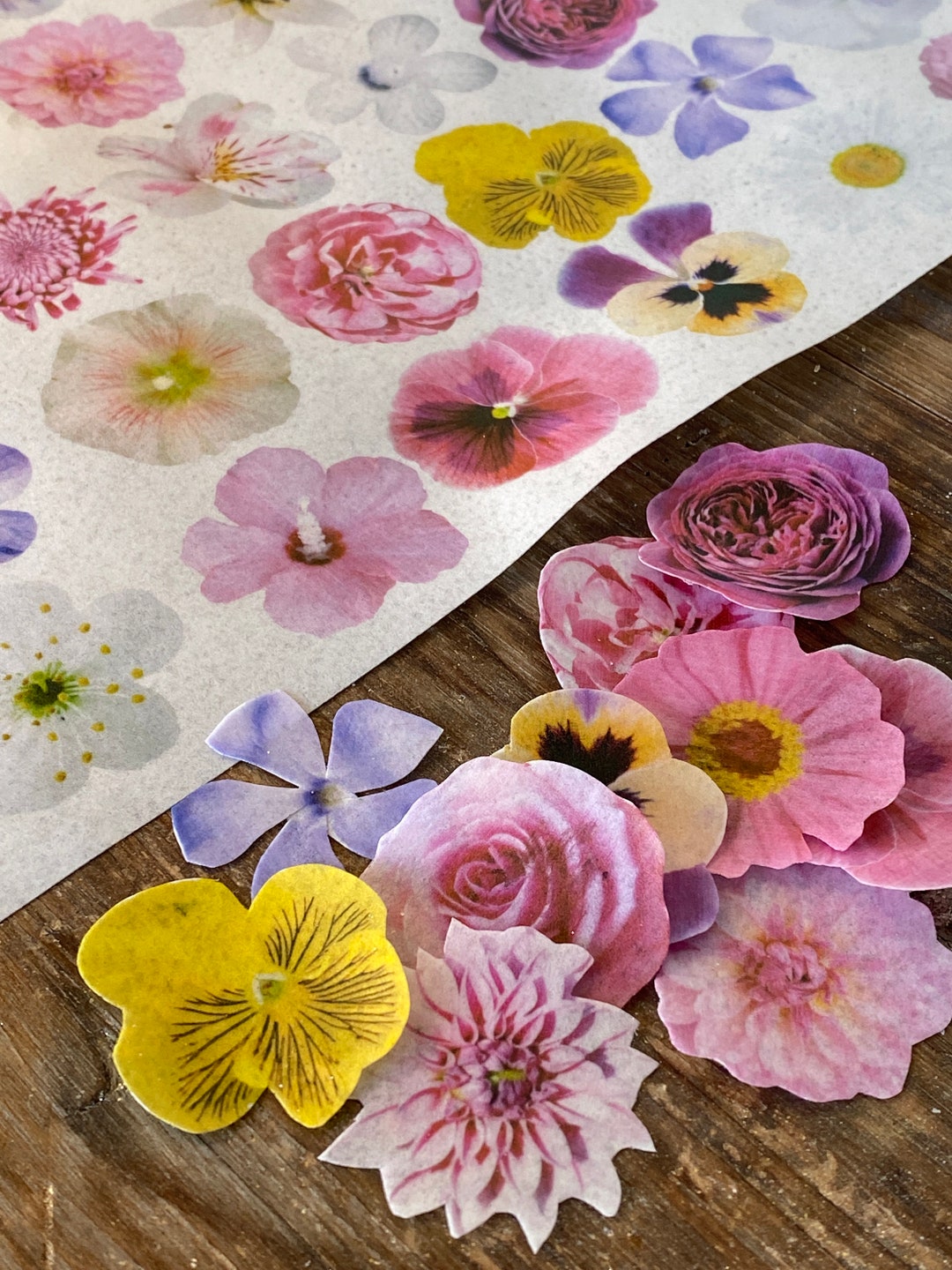 35 Individual Edible Flowers Leaves YOU CUT OUT on Edible Wafer Paper ...