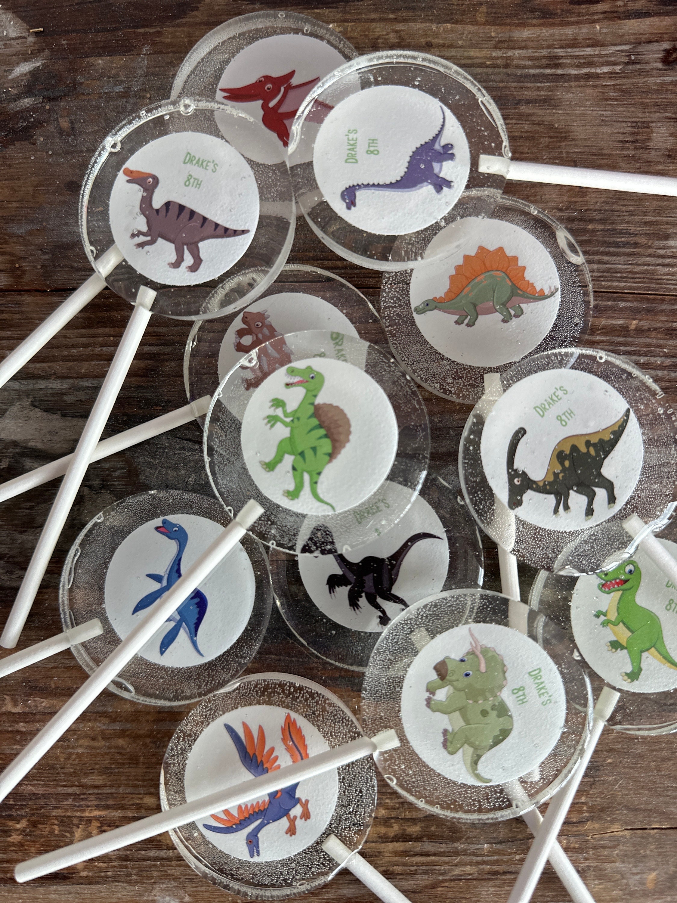Dinosaur Variety Custom Personalized Hard Candy Lollipops Suckers With ...