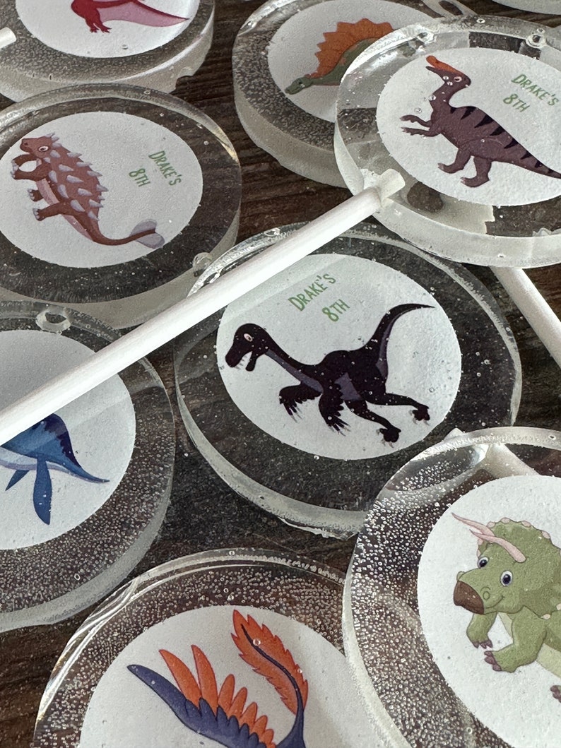 Dinosaur Variety Custom Personalized Hard Candy Lollipops Suckers With ...