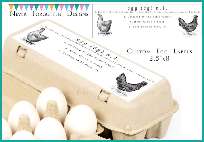 Custom Egg Carton Labels Customized Label Perfect for Chicken - Etsy