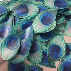 Edible Glitter Peacock Feathers YOU CUT OUT on Edible Wafer Paper for ...