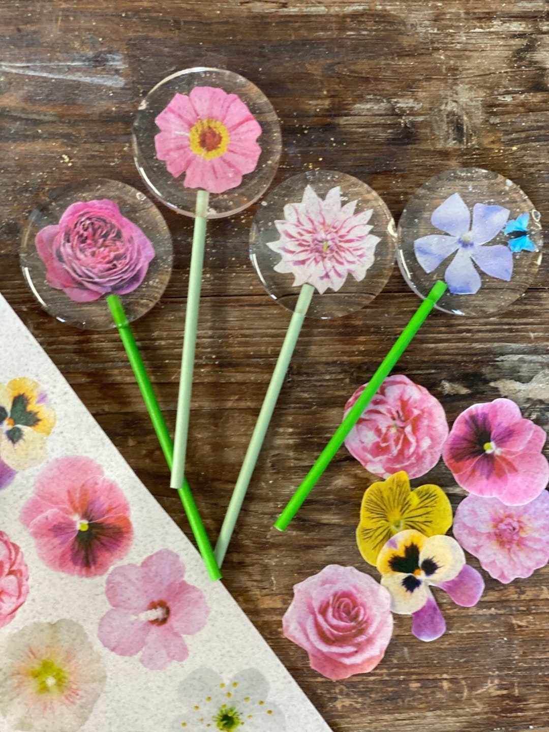 Custom Flower Hard Candy Sucker Lollipop Wedding Party Favors - Etsy