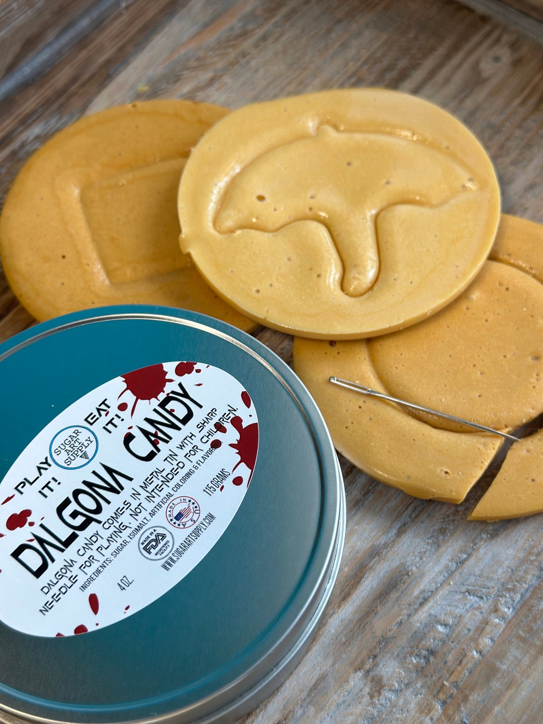 Hard Candy Dalgona Games in Tin With Needle for Lockdown | Candy ...