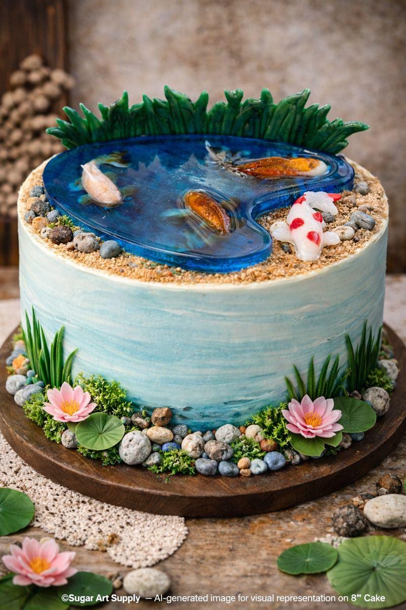 Sugar Art Koi Pond Fish Japanese Fish Cake Topper Sugar Sculpture - Etsy
