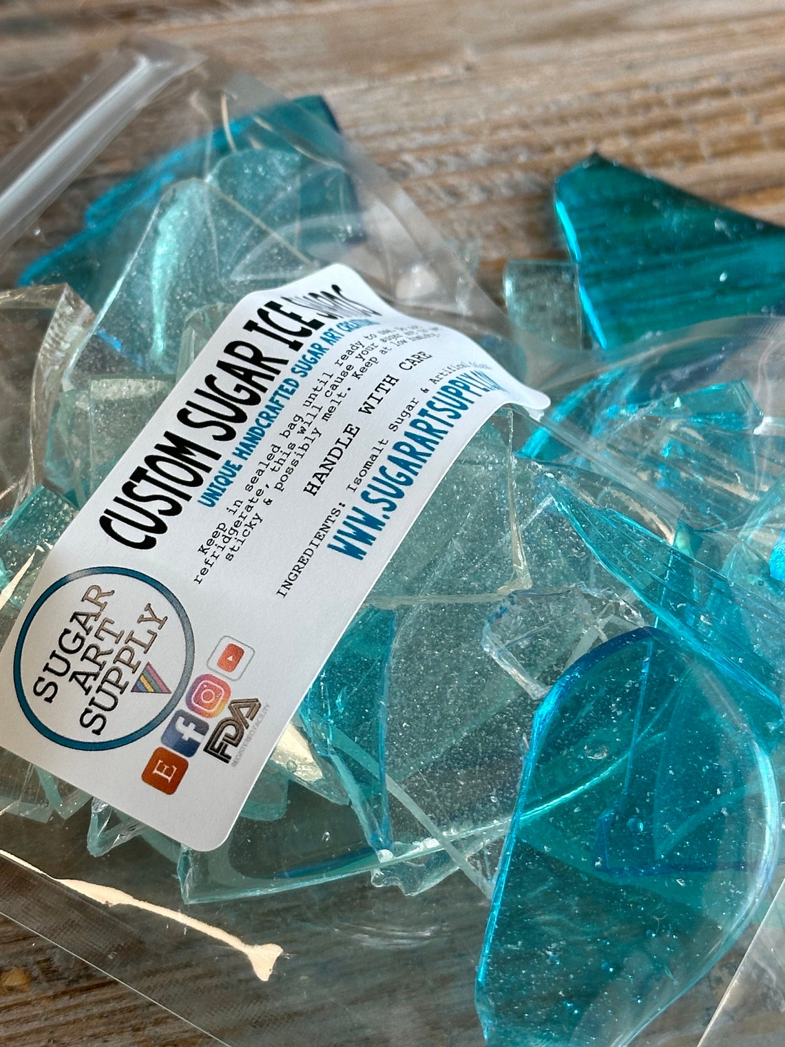 Edible Sugar Ice Shards for Frozen Dragon Cakes Cupcakes and Sweets 12 ...