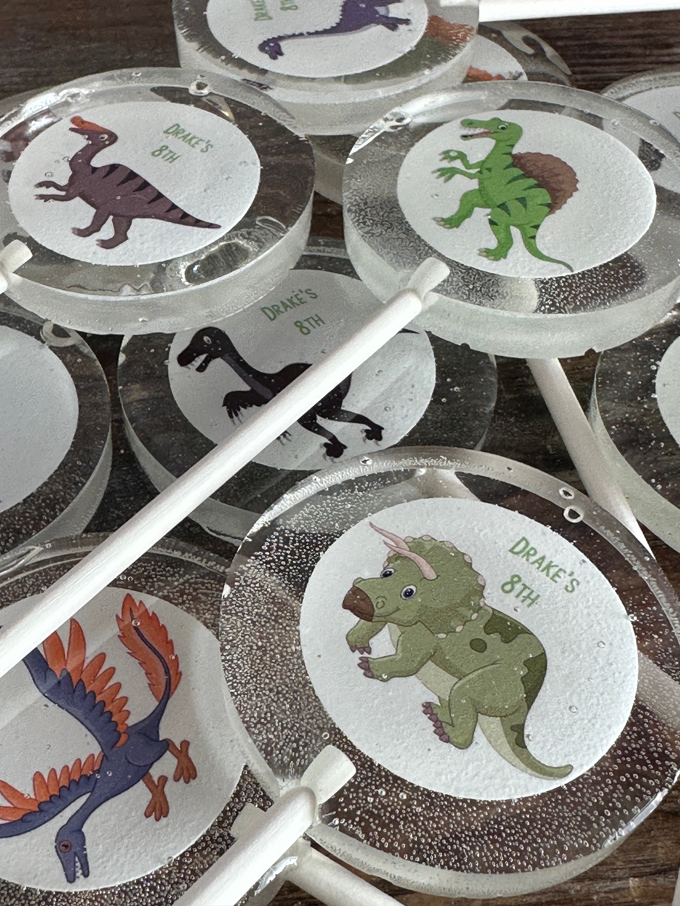 Dinosaur Variety Custom Personalized Hard Candy Lollipops Suckers With ...