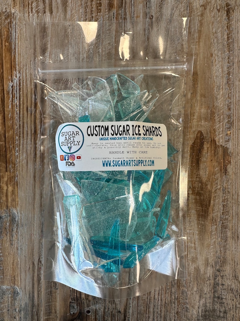 Edible Sugar Ice Shards for Frozen Dragon Cakes Cupcakes and Sweets 12 ...