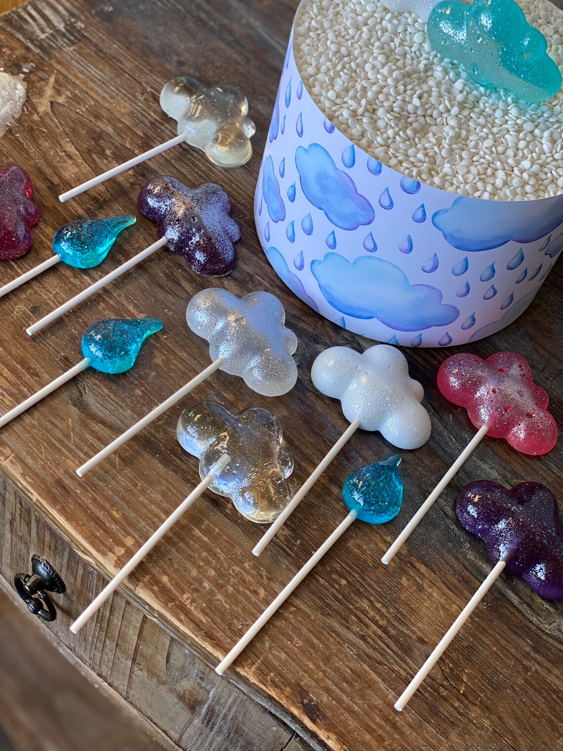 Cloud & Raindrop Hard Candy Lollipops Cake Cupcake Toppers | Etsy