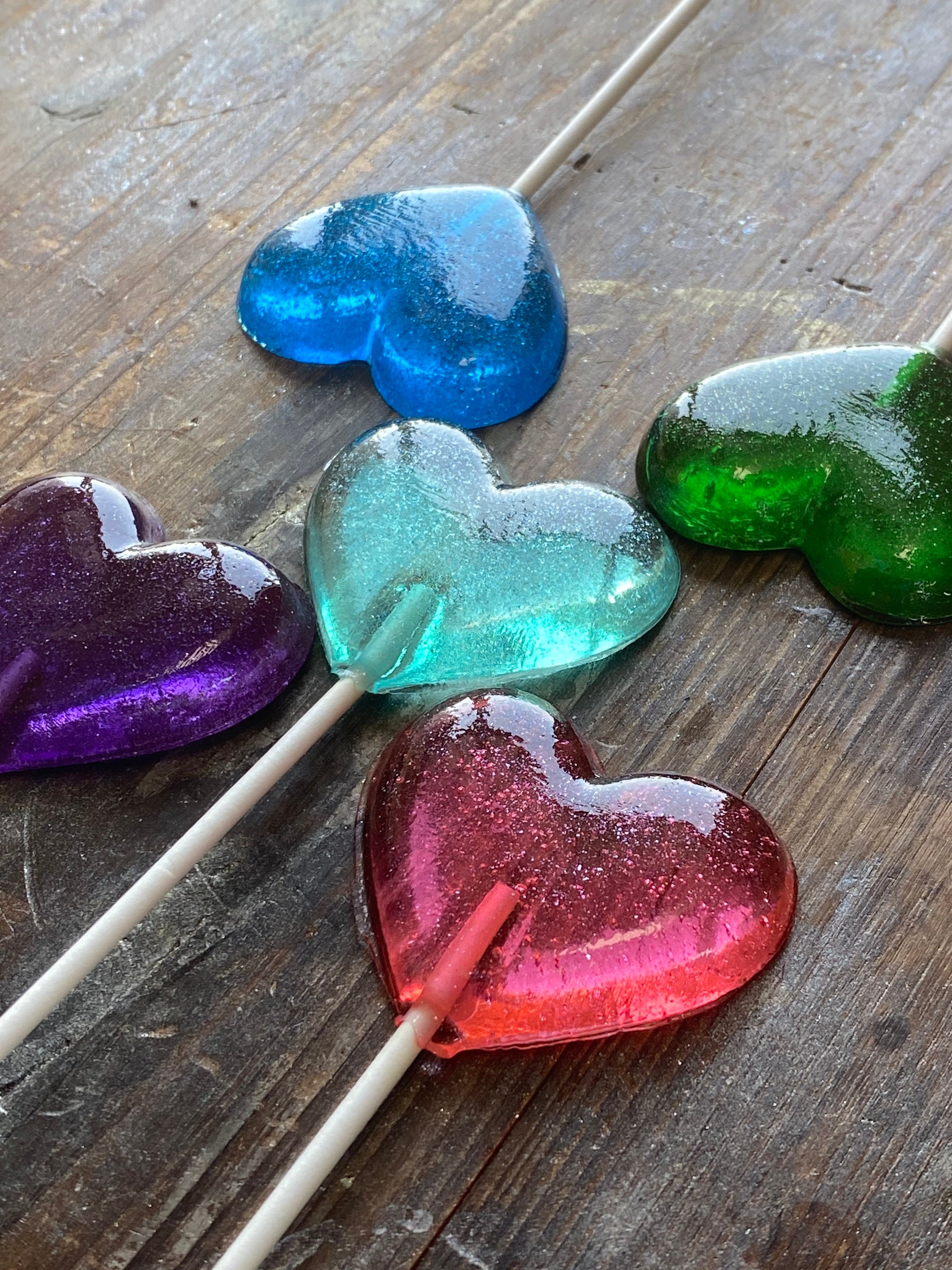 Edible Glitter Infused Heart Lollipops on a Stick Hard Candy | Etsy