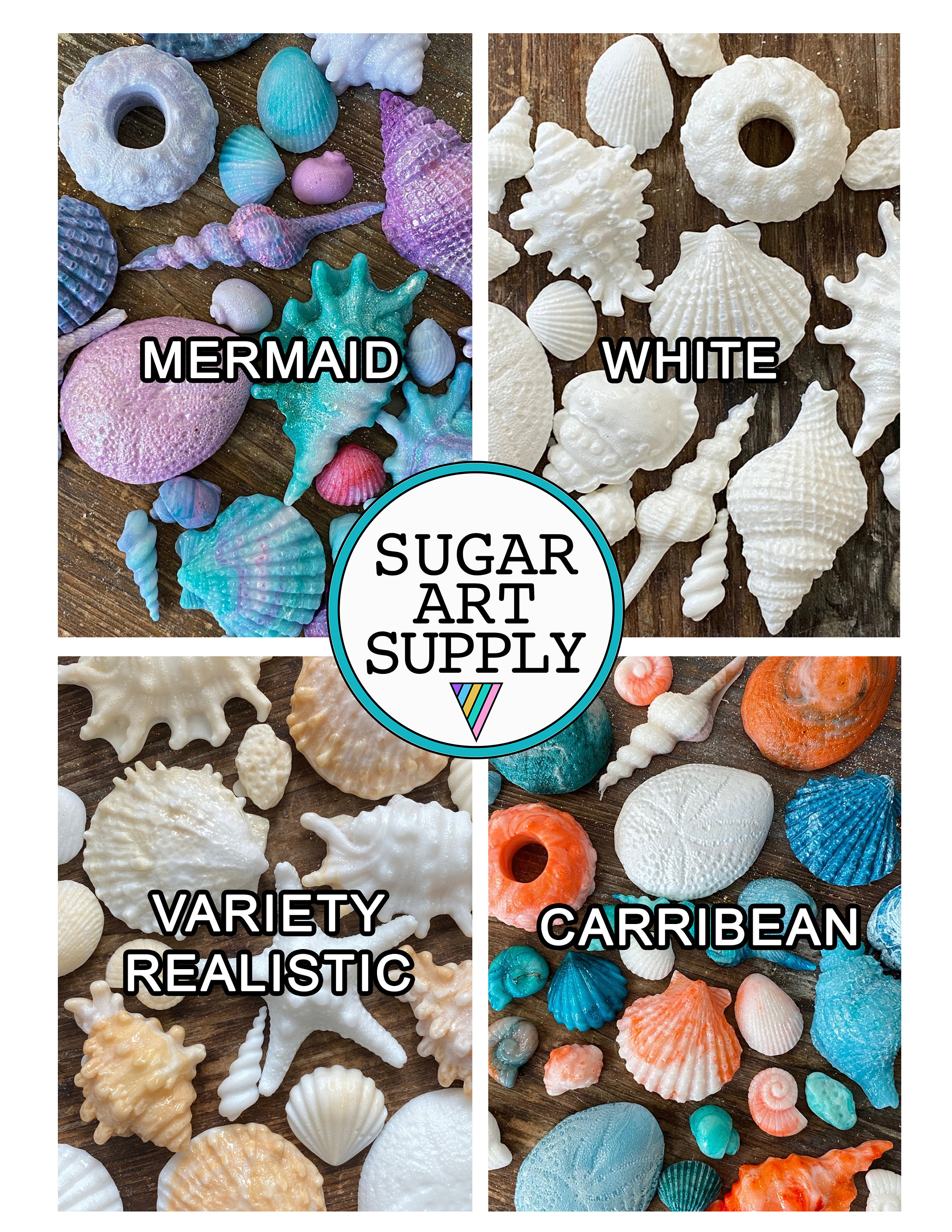 Hard Candy Edible Sugar Shells - Very Detailed - Cupcake or Cake Topper ...
