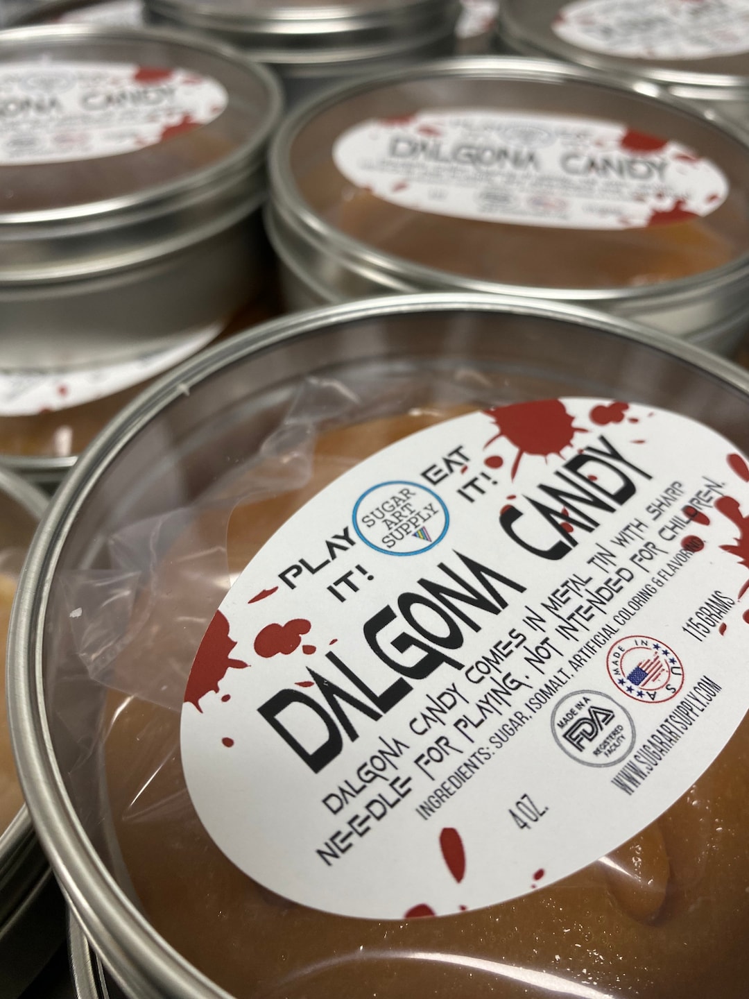 Hard Candy Dalgona Games in Tin With Needle for Lockdown | Candy ...